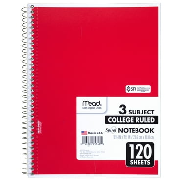 Mead 1-Subject Spiral Notebook [College Ruled]: 7-1/2 in. x 10-1/2 in ...