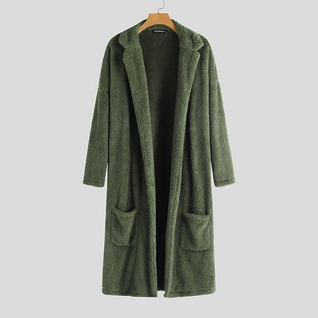 INCERUN Men's Long Sleeve Fluffy Coat Fleece Fur Jackets Outerwear Coat ...