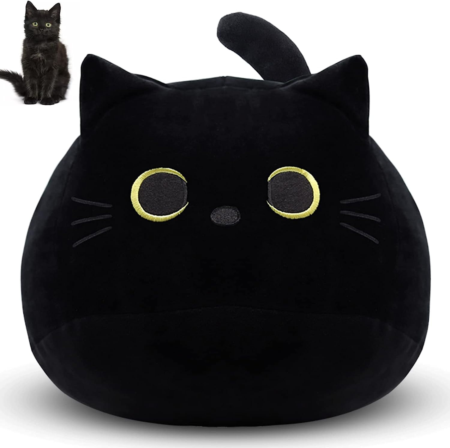 Black Cat Plush Pillows Toys, 12" Kawaii Black Cat Stuffed Animals ...