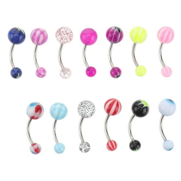 Colorful Belly Button Rings 14G Surgical Steel Body Jewelry 5pc ...