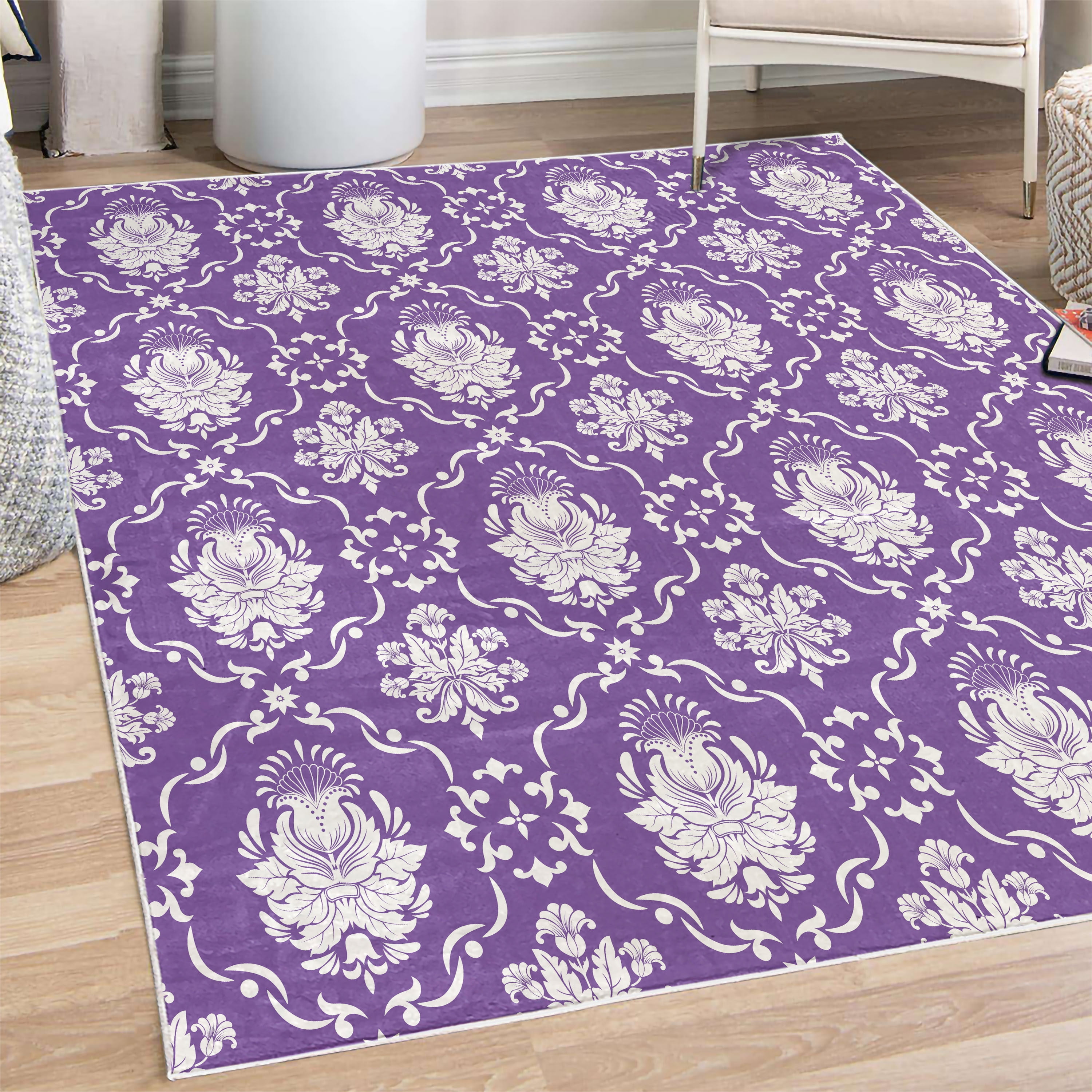 Floral Decorative Rug, Classic Victorian Floral Patterns Tulips ...