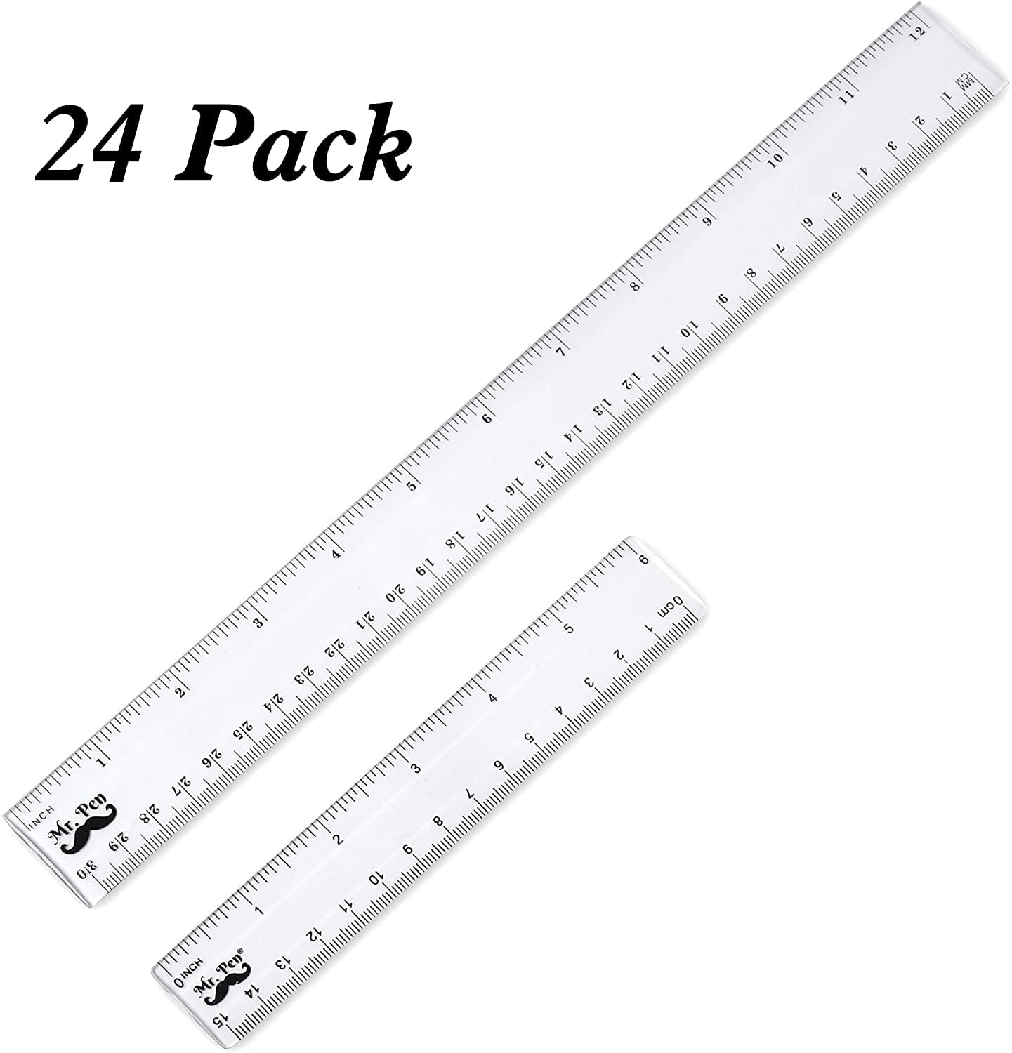 Mr. Pen- Ruler, 24 Pc Rulers (12",6"), Ruler 12 inch, Clear Ruler, 6 ...