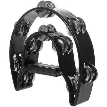 Tambourine Double Row Metal Jingles Bell Hand Held Percussion Half Moon ...