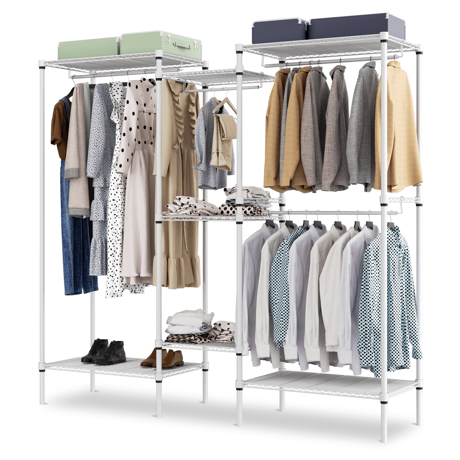 Magshion Heavy Duty Closet Garment Rack, Adjustable Carbon Steel ...