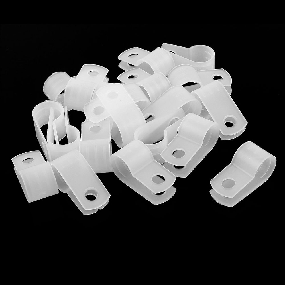 20Pcs White Plastic R Type Cable Clip Clamp for 8.4mm Dia Wire Hose ...