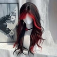 Women's Black and Red Gradient Long Curly Hair Wigs with Eight ...