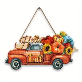 Fall Pumpkin Door Hanger, Wooden Autumn Wall Sign, Thanksgiving ...