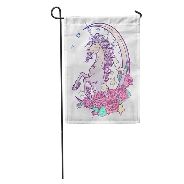 POGLIP Kawaii Night Sky Composition Unicorn Roses Stars and Moon ...