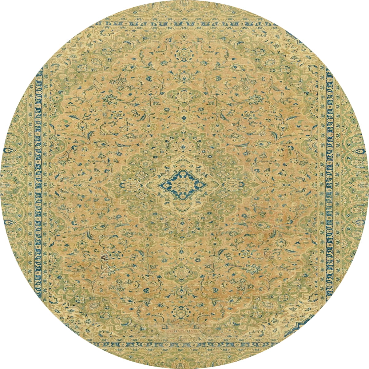 Ahgly Company Indoor Round Abstract Metallic Gold Abstract Area Rugs, 8 ...