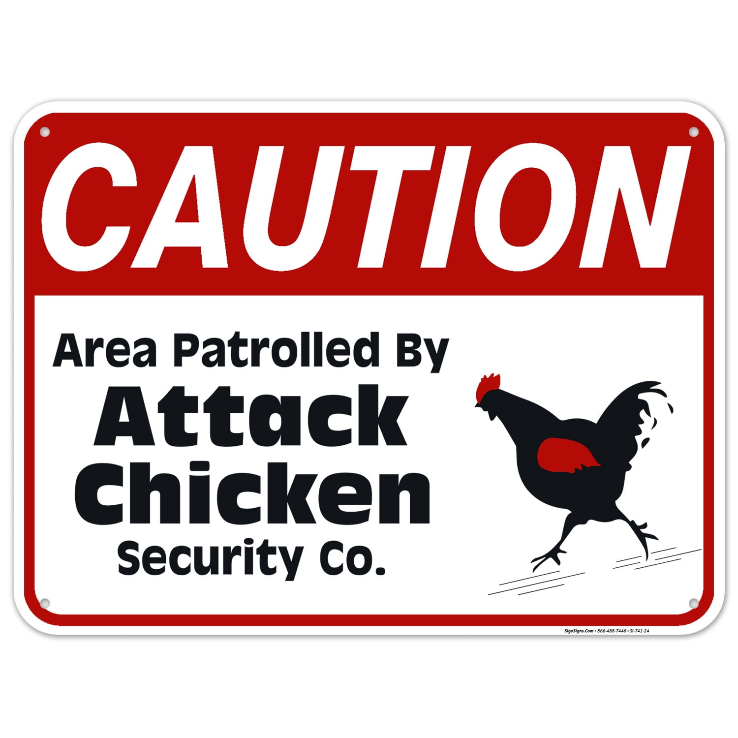 Area Patrolled by Chicken Sign, Funny Sign, - Walmart.com