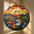 Colorful Flower Field Sunset Stained Glass Style Window Decor, Nature ...