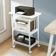 Topbuy 3-Tier Adjustable Rolling Under Desk Printer Cart with 3 Storage ...