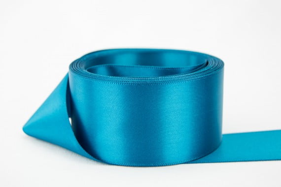 Ribbon Bazaar Double Faced Satin 1/8 inch Deep Turquoise 50 yards 100% ...