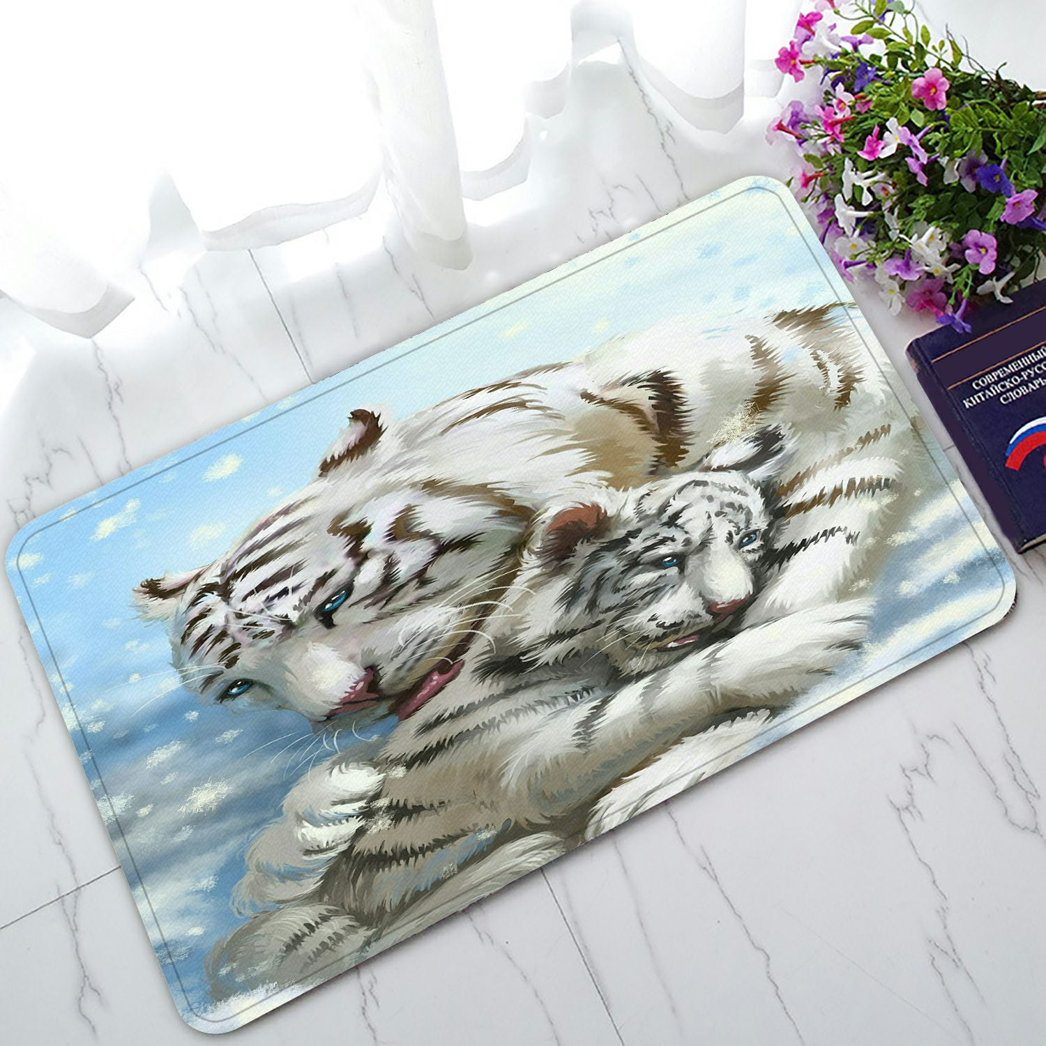 ABPHQTO White Tigers Doormat Entrance Rug Area Rug Floor Mat Home Decor ...