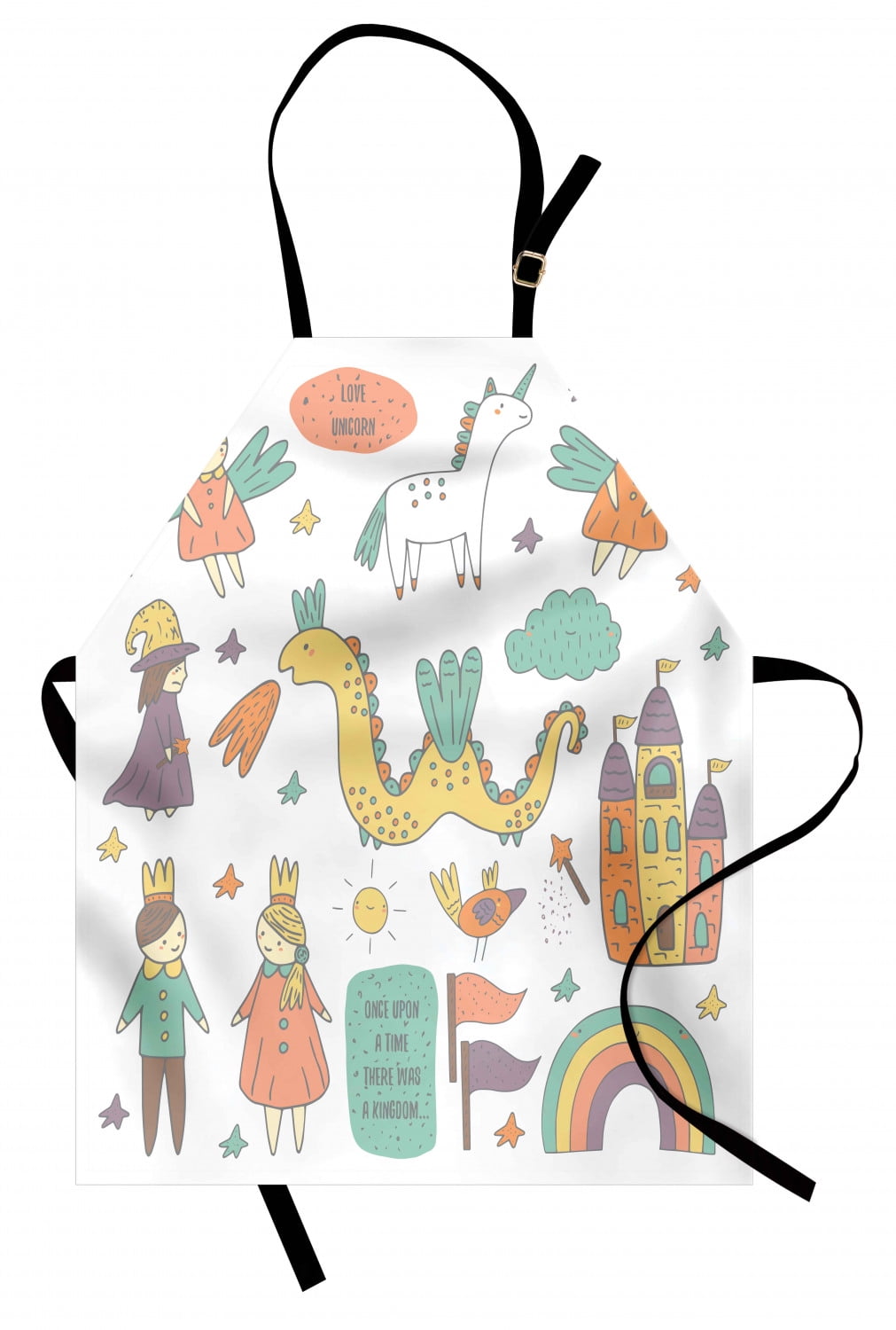 Fantasy Apron Doodle Style Dragon Fairies Royalty and Wizard Middle ...
