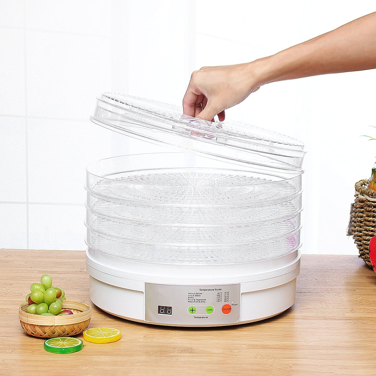 5-Tray Countertop Portable Electric Food Fruit Dehydrator Machine with ...