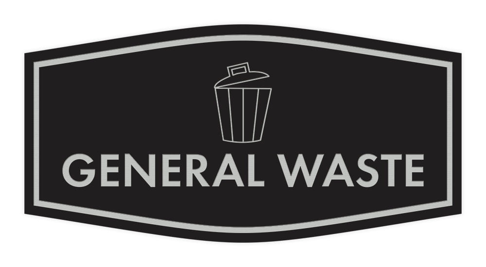 Fancy General Waste Sign (Black / Silver) - Large - Walmart.com