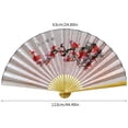 Decorsative Piece Chinese Theme Wall Fan Silk Cloth Bamboos Frame Large ...