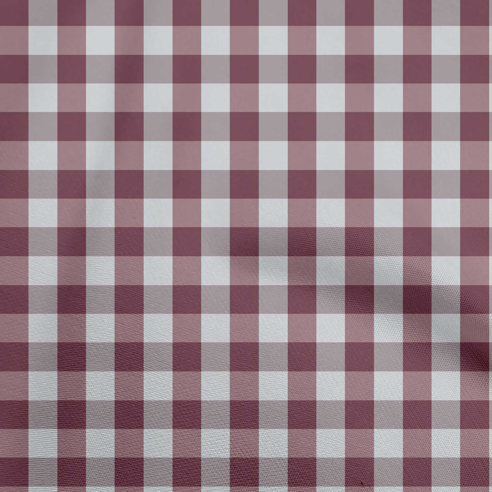 oneOone Cotton Poplin Maroon Fabric Check Diy Clothing Quilting Fabric ...
