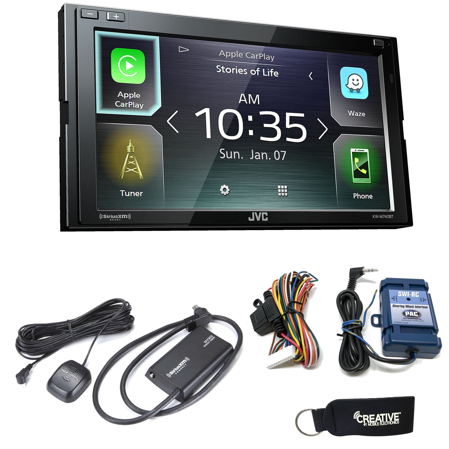 JVC KW-M740BT Compatible with CarPlay, Android Auto 2-DIN (No CD Drive), Steering Interface ...