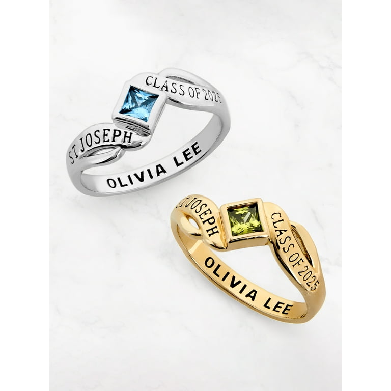 Order Now for 2025 Graduation Freestyle Women s Bypass Princess Cut Birthstone Fashion Class Ring Sterling Silver Personalized High School or College Walmart