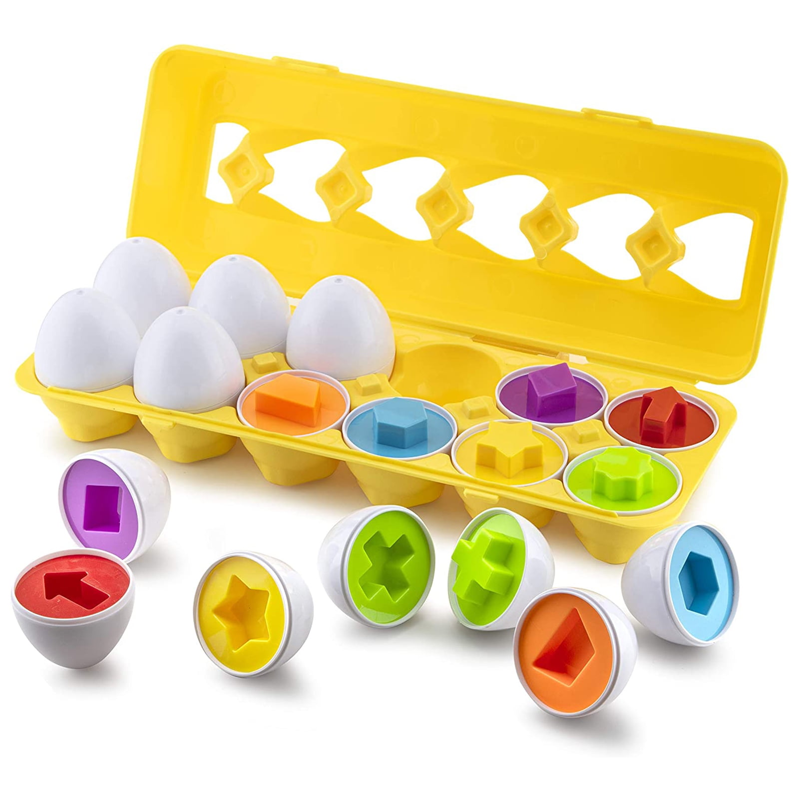 12pcs Matching Eggs Set Easter Egg - Color & Shape Recognition Sorter ...