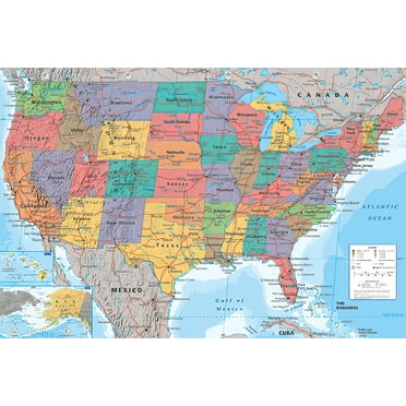 24 x 36 United States Classic Premier Laminated Wall Map Poster ...