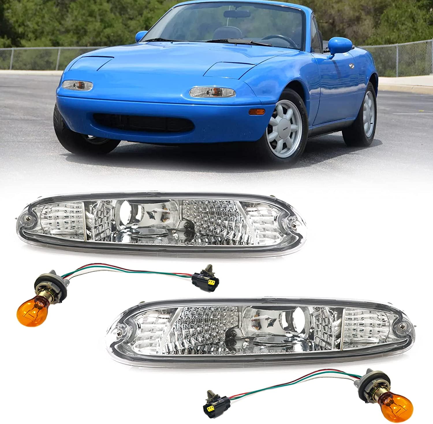 USR DEPO 90-97 MX-5 Signal Lights - JDM Crystal Style Front Bumper Turn ...