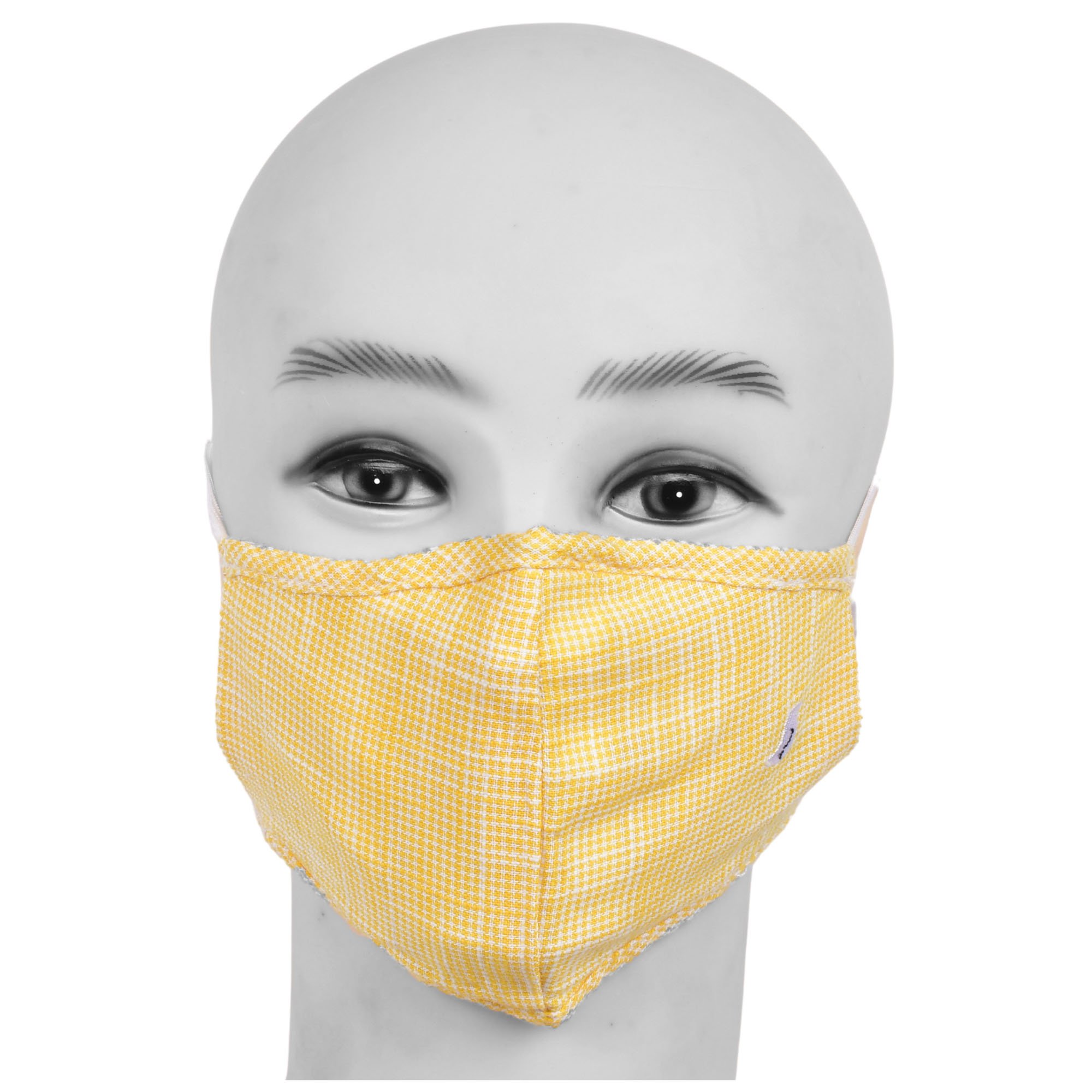 Gubbacci Premium Plus Face Mask with Filter For Kids Aged(5-12 Years) - Yellow & White Stripes ...