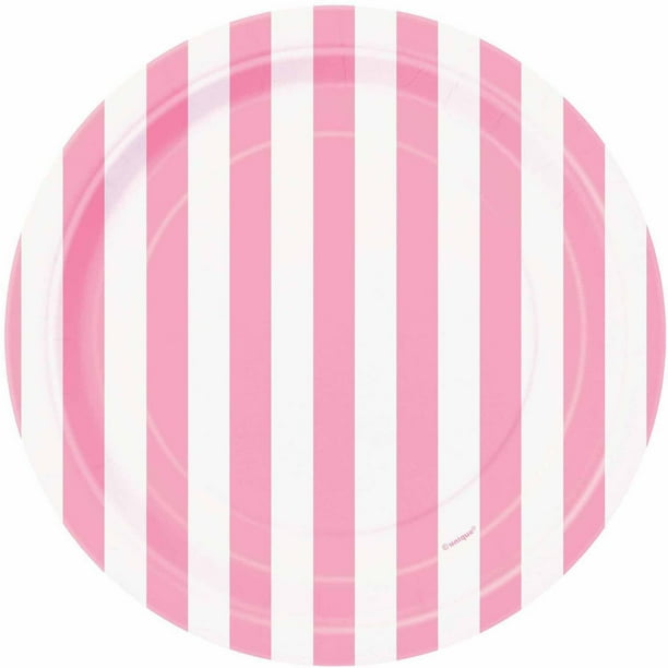 7" Striped Paper Dessert Plates, Light Pink, 8ct - Walmart.com