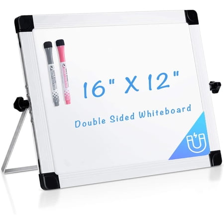 Small Dry Erase White Board for Desk 16" X 12", Magnetic Double-Sided ...