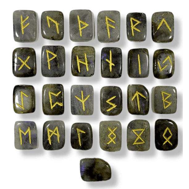 Labradorite Runes Crystal Rune Stones Set Elder futhark Viking Gemstone ...
