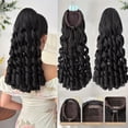 20 Inch Black Curly Ponytail Wig for Women - Retro Long Deep Wave Hair ...