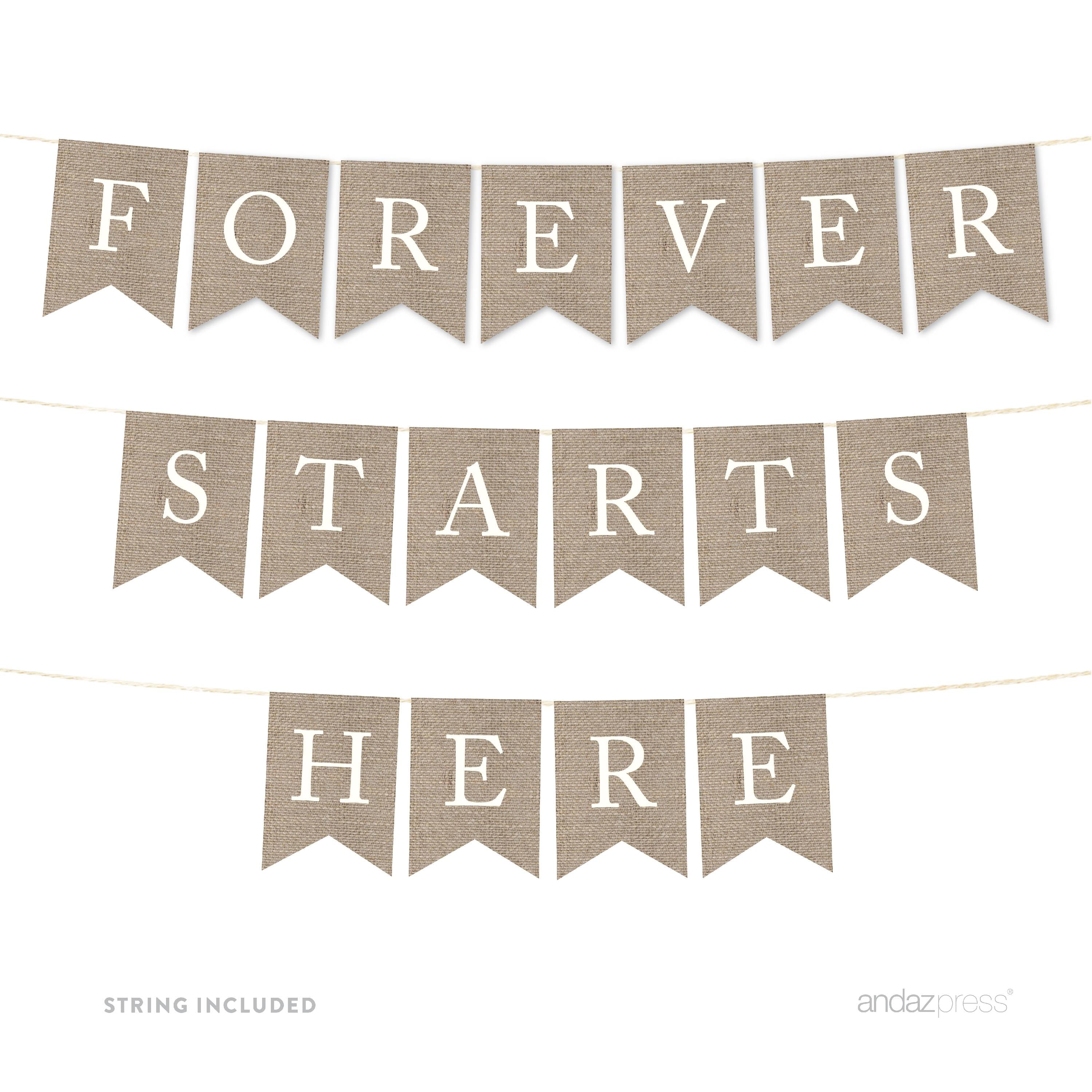 Forever Starts Here Burlap Wedding Pennant Party Banner - Walmart.com