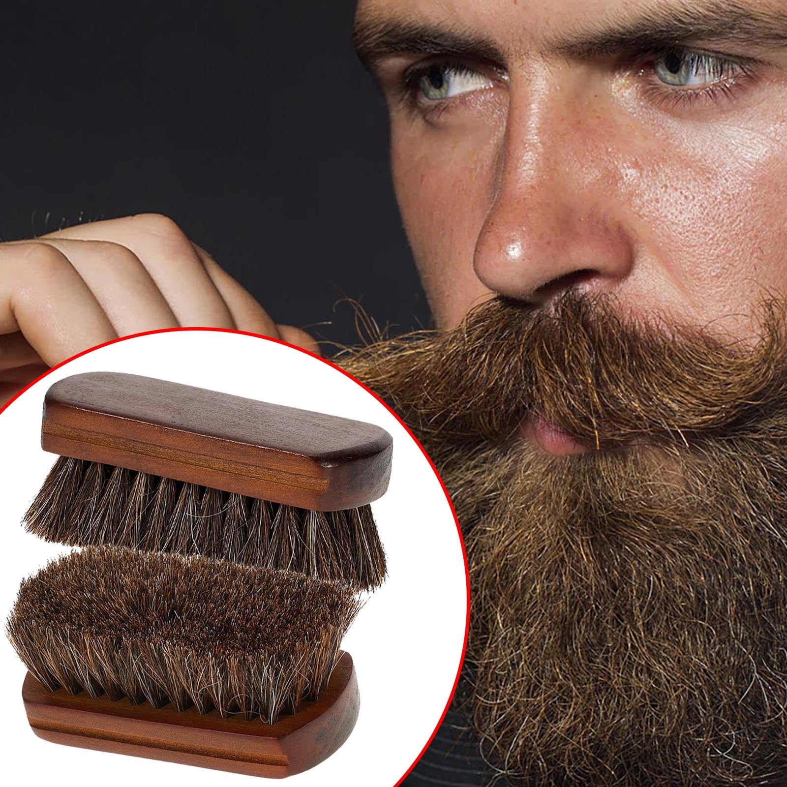 Cara Lady Men's Beard Brush Natural Horse Hair Mustache Shaving Brush ...