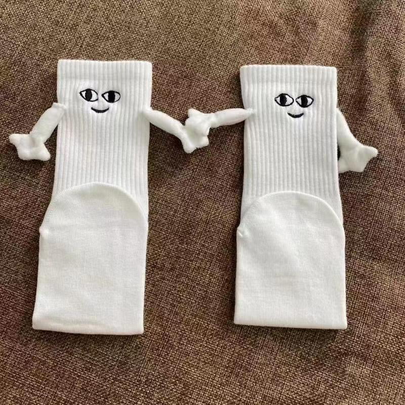 Couple Novelty Socks Cartoon Magnetic Holding Hands Socks Cute Elastic ...