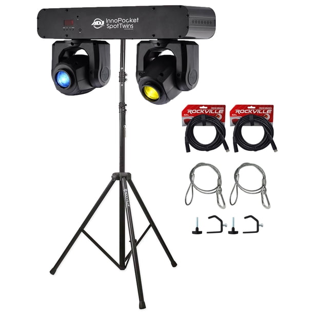 American DJ Inno Pocket Spot Twins 2 Moving Head Yoke Lights+Stand ...