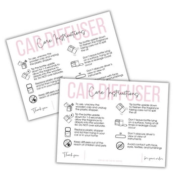 Car Oil Diffuser Vent Warning Labels and Instruction Cards 50 pk 3.5 x ...