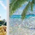 Beach Coastal Window Privacy Film Starfish Palm Tree Sky Tropical ...