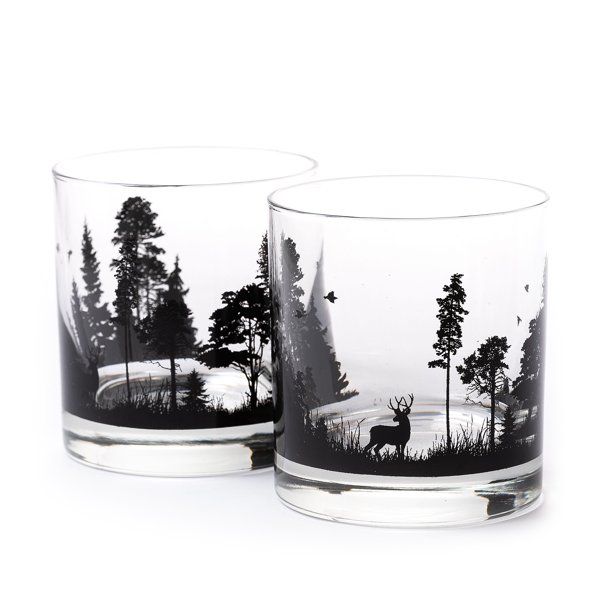 Black Lantern Whiskey Glasses - Forest Animal Rock Glasses - Small ...