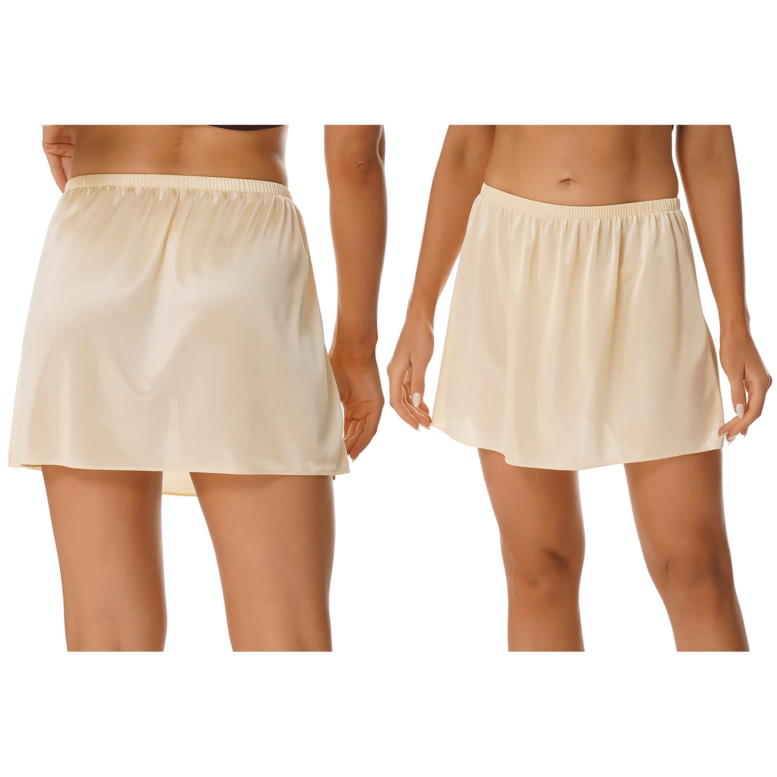 YONGHS Women's Satin Half Slips Skirt Elastic Waist Petticoat Long ...