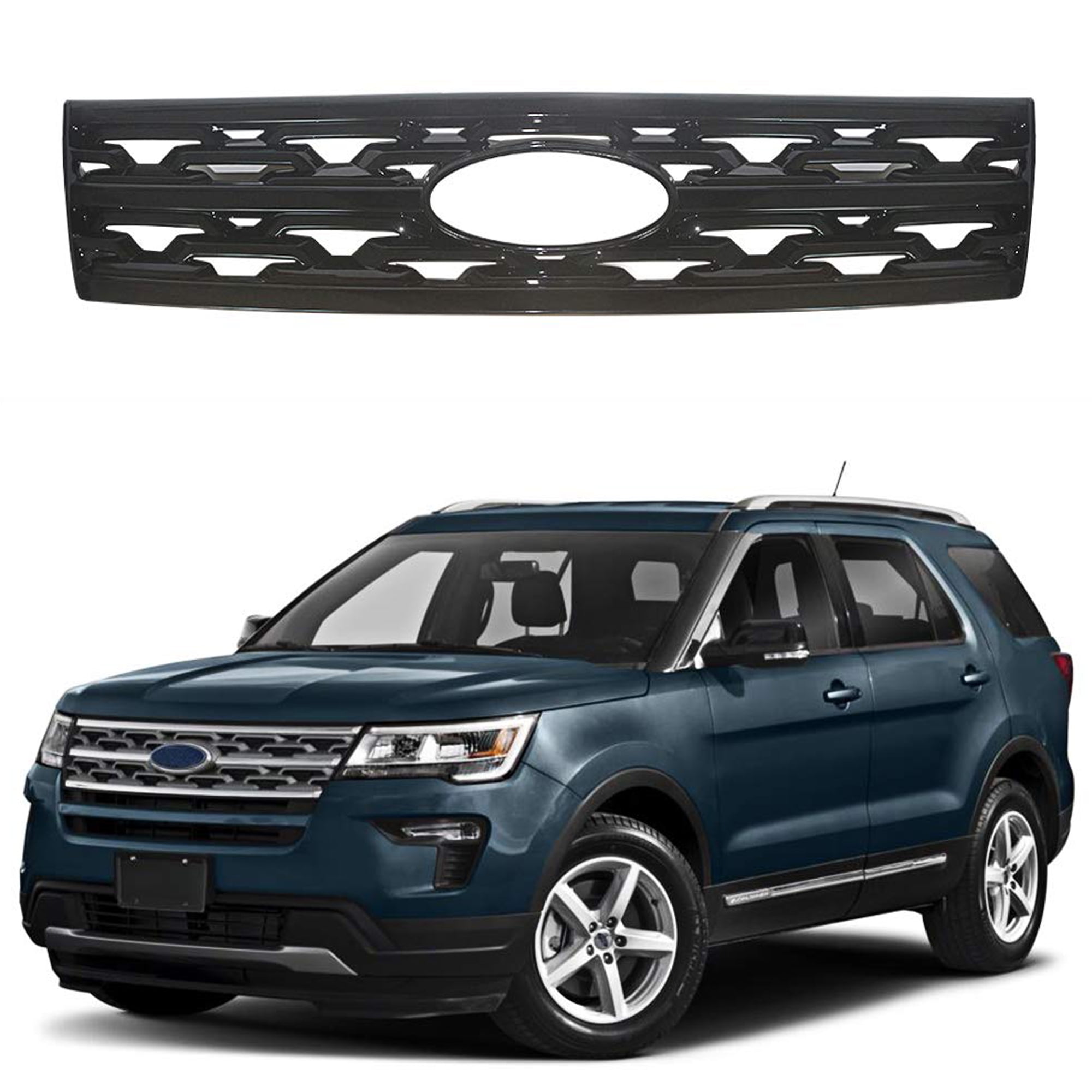 NINTE Front Grill Cover for Ford Explorer 2018 2019 XLT Limited Gloss ...