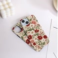 Vintage Red Floral Tough Phone Case, Botanical Flower Protective Matte ...
