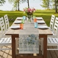 Blue Hydrangea Flowers Burlap Cotton Table Runner 13x60 Inches Long ...