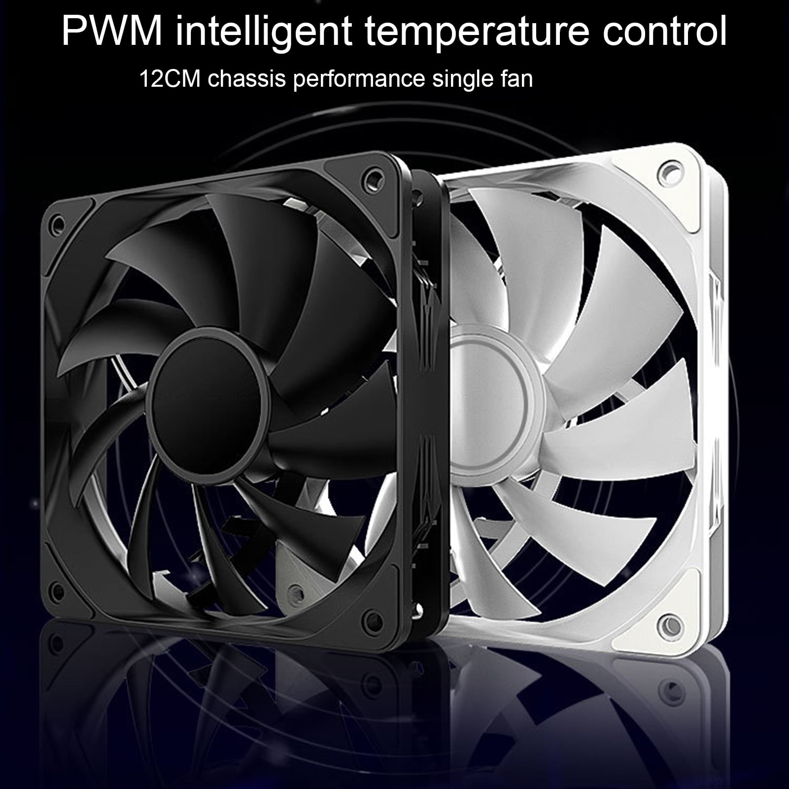 Anvazise 12cm Case Cooling Fan Square PWM 4Pin 1800RPM 9 Blades Low ...