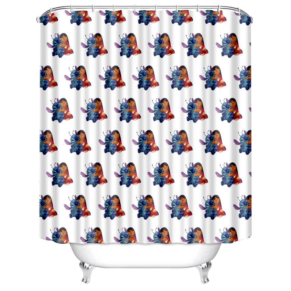 Lilo And Stitch Shower Curtain Set Cartoon Print Home Decor Curtains With
