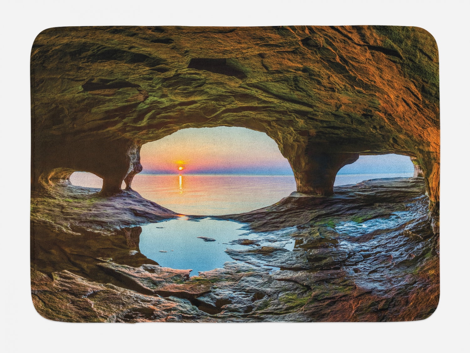 Natural Cave Bath Mat, Horizon View from Fairy Mossy Invisible Big ...