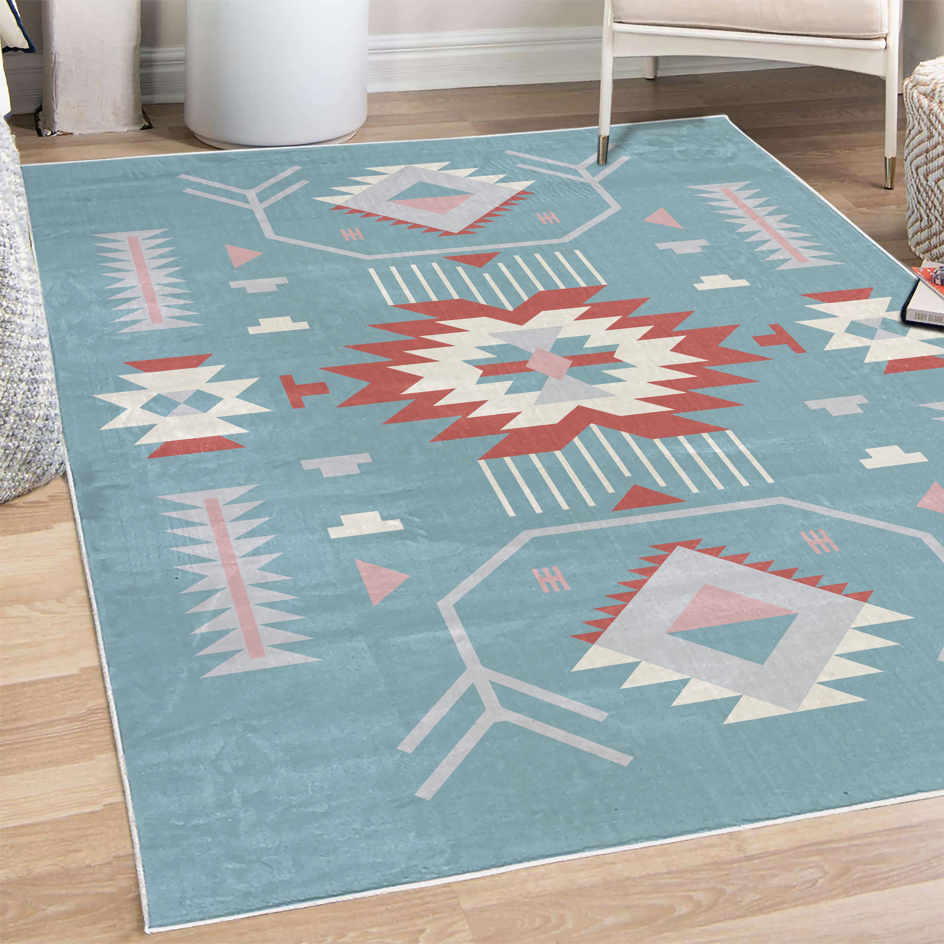 Southwestern Decorative Rug, Ethnic Illustration of a Zigzags Design ...