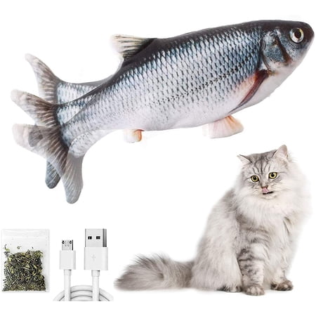 Floppy Fish cat Toy, Flopping Fish Wiggles Like a Real Fish, USB ...