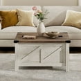WAMPAT 30" Modern Farmhouse Coffee Table, Square Wood Center Table with ...